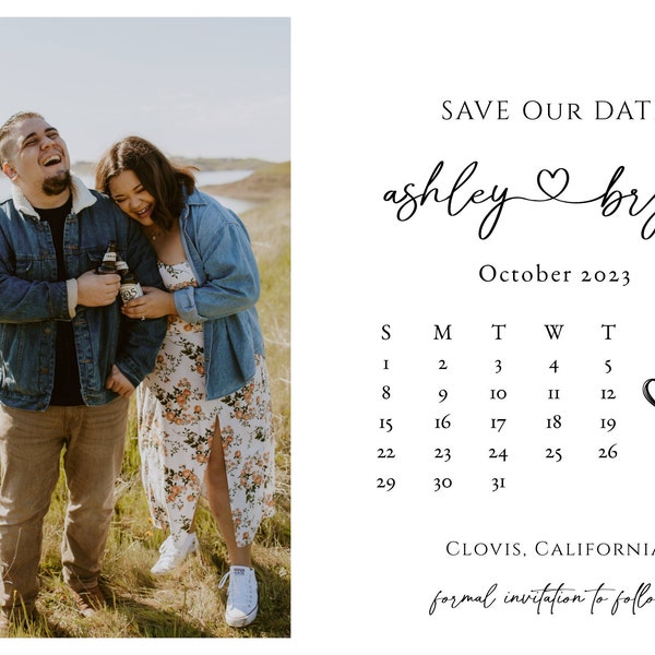Photo Calendar Save the Date Template, Editable Invitation (instant ...