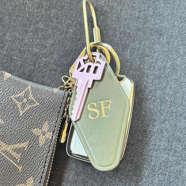 Embossed Diamond Leather Keychain (initials) - Modern Key Rings, Custom ...