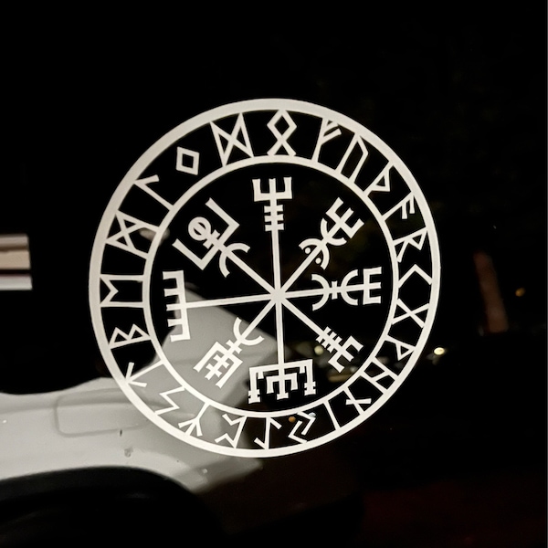 Vegvisir Rune Circle, Viking Norse Mythology, Vinyl CAR DECAL, Iceland ...