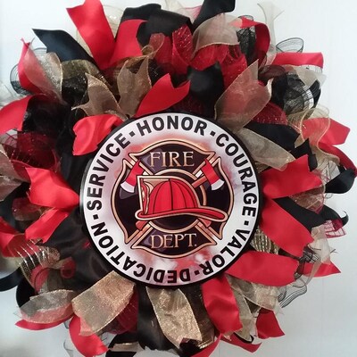 Firefighter Wreath Sign, Firefighter Sign, Firefighter Decor, Gift for ...
