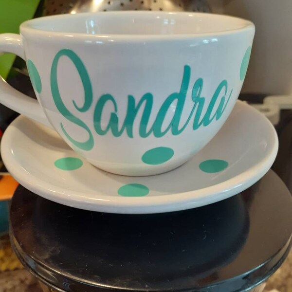 Tea Cup and Saucer Set Custom Tea Cup Pink Tea Cup Birthday Gift ...