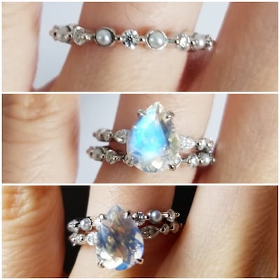 Sailor Moon Sapphire Engagement Ring Set Vine Moon Lab - Etsy