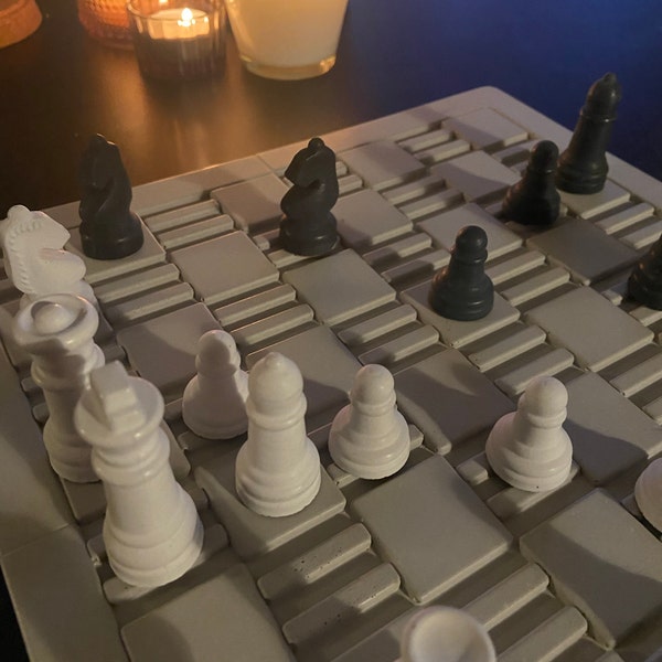 Concrete Chess Set - Handmade Chess Board With Pieces - Unique Gift for ...