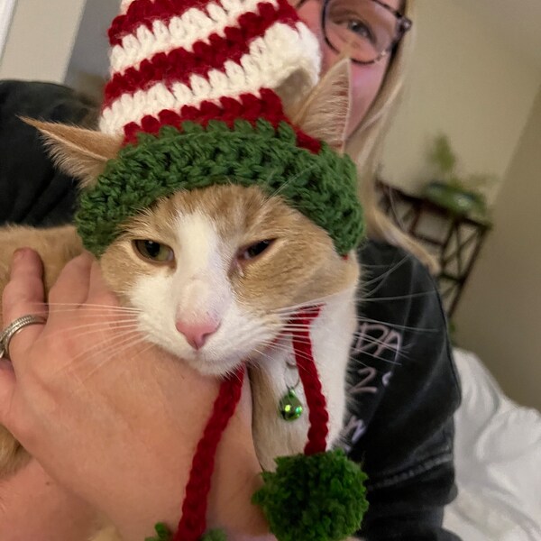 Elf Hat for Cats, Cat Elf Hat, Holiday Cat Hat, Christmas Hat for Cats ...