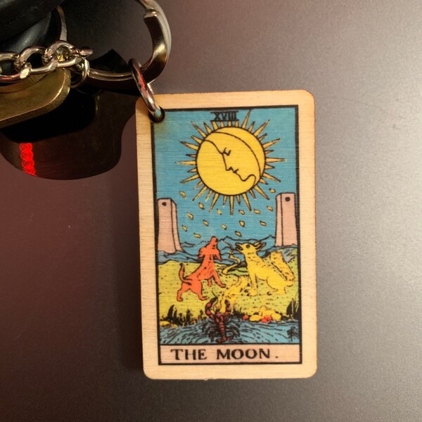 The Moon Tarot Card Keychain Mindfulness the Moon Gift Meditation Gift ...