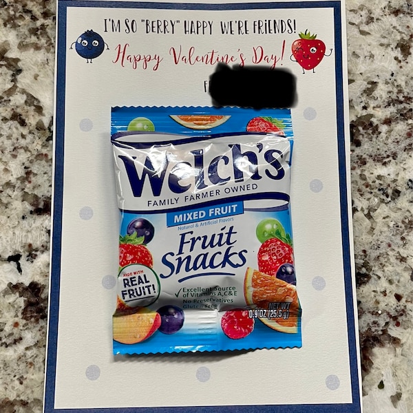 Classroom Valentines Day Printable | Fruit Snacks Valentine Card | Kids ...