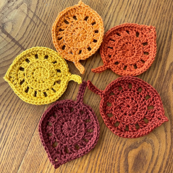 Crochet Leaf Coaster PATTERN, Leaf Coasters, Fall Leaves Crochet ...