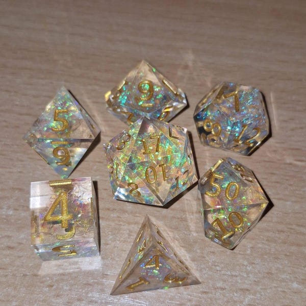 Rainbow DND Dice Set, Transparent Sharp Edge D&D Dice Full Set ...