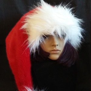 Extra long Santa hat in classic red and white | Etsy