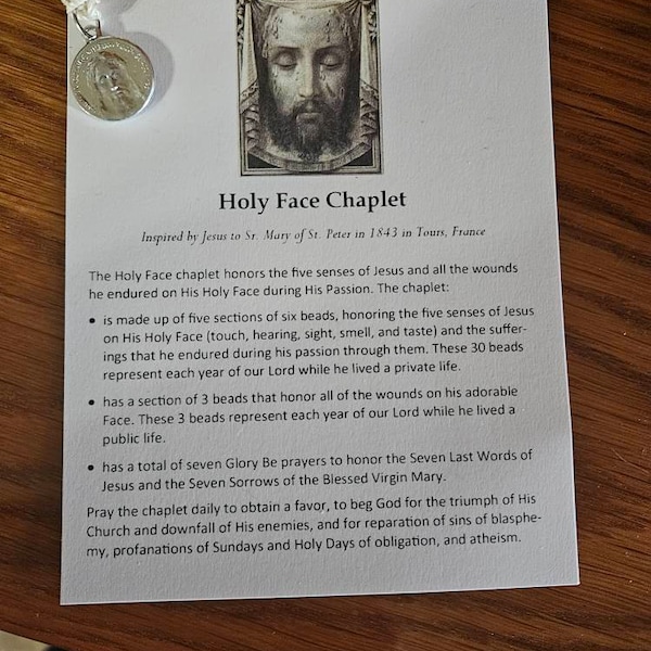 HOLY FACE of Jesus Chaplet Instructions Prayer Card (20 Pack), Holy ...