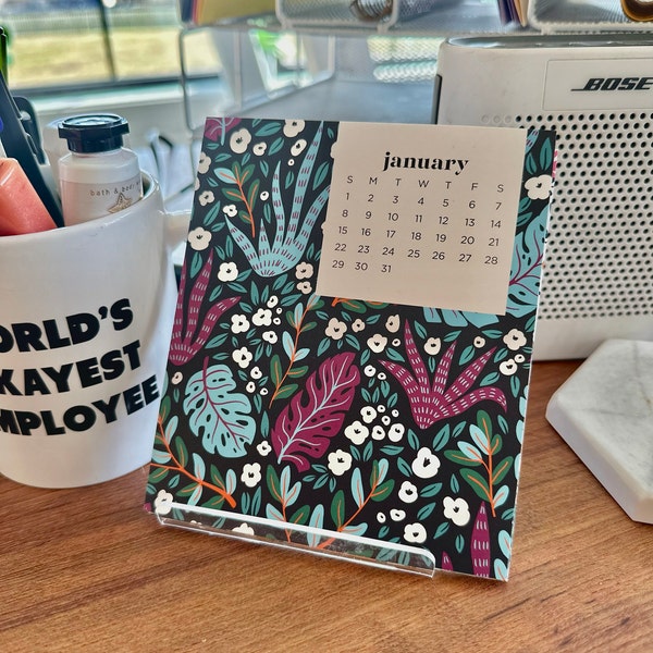 2025 Desk Calendar Wall Calendar With Acrylic Stand Wood Stand FAYE - Etsy
