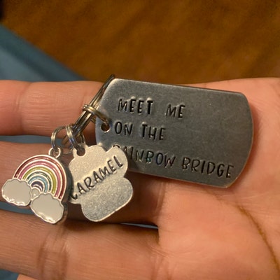 Meet Me on the Rainbow Bridge Keyring Hand Stamped Keyring - Etsy UK