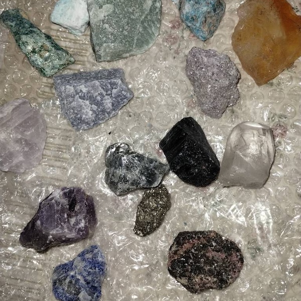 15 Raw Crystals Set - Mixed Rough Gemstones - Assorted Lot Beginner's ...