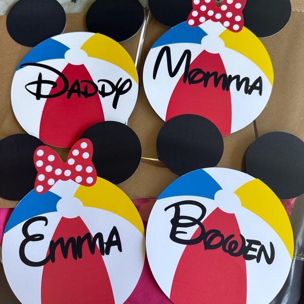 Mickey or Minnie Beach Ball Personalized Magnet for Cruise Door - Etsy