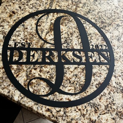 Last Name Sign EST Initial Sign, Personalized Family Name Metal, Metal ...