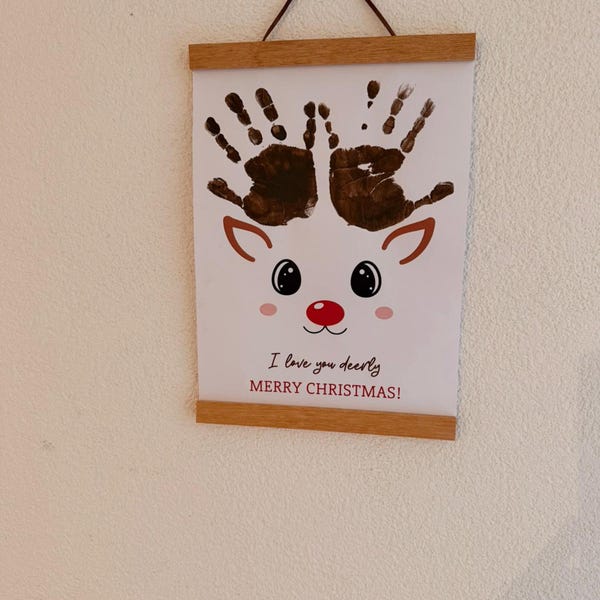 Christmas Handprint Art, I Love You Deerly, Christmas Reindeer Craft ...