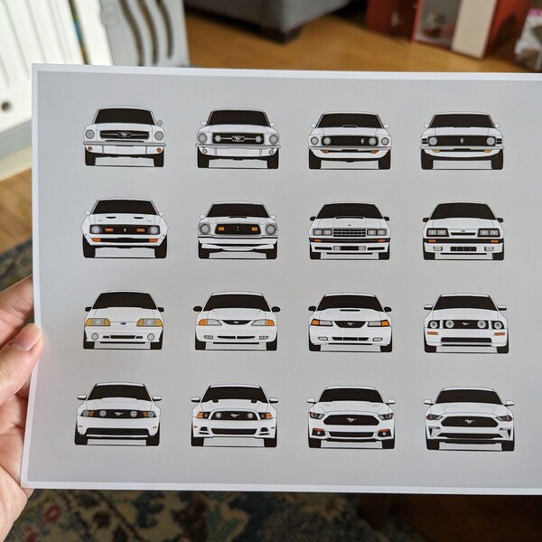 Ford Mustang Generations (landscape) Car Poster Print Wall Art Decor of ...