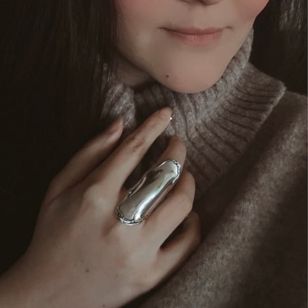 Long BOHO Sterling Silver Full Finger Ring - Statement Jewelry by ...