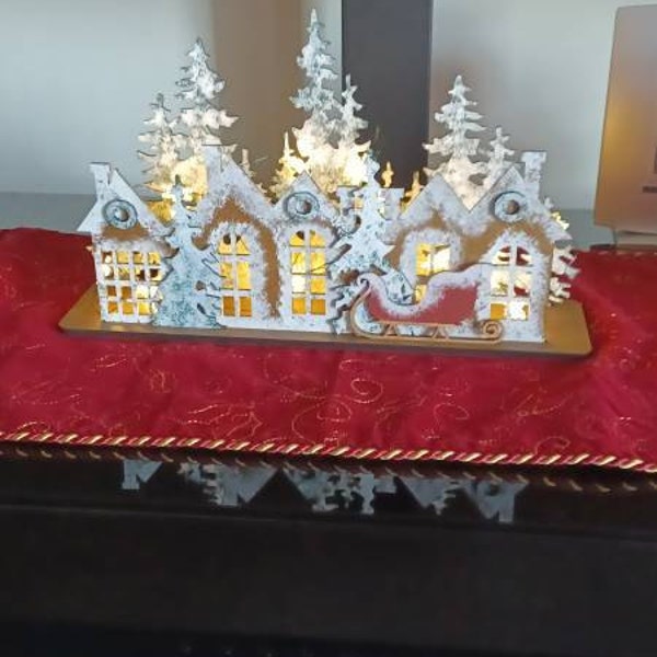 Winter Village Scene, 3D Laser Cut Birch and MDF, Hand Painted ...