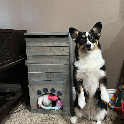 Wood Dog Toy Box / Wooden Dog Toys Storage Bin / Pet Toy Storage ...