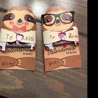 Cute Sloth Classroom Candy Holder Valentines Cute Animal Individual ...