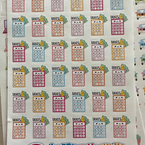 36 Cute Taxes/calculator/money Planner Stickers - Etsy