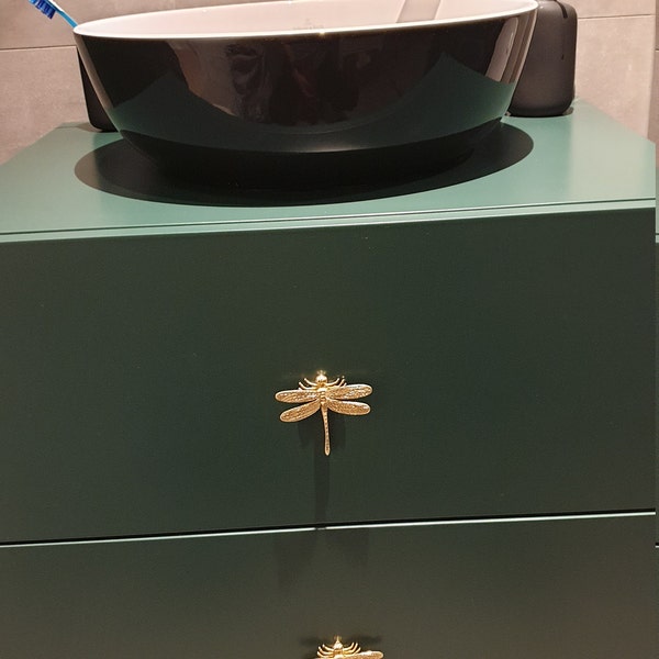Brass Dragonfly Knobs , Dragonfly Drawer Pulls, Custom Engraved Wardrobe Knob Cabinet Knobs ...
