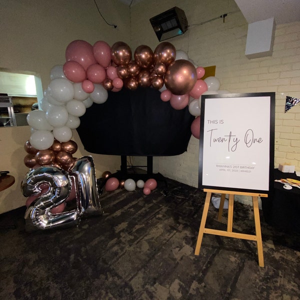 Minimalist Modern Chic Twenty First 21 Birthday Welcome Sign | Editable ...