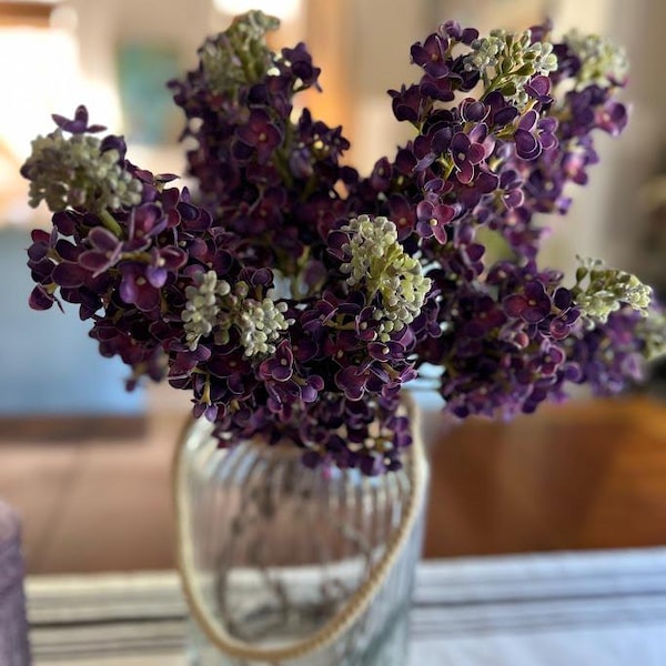 24.8" Real Touch Faux Purple Lilacs Branch, Artificial Lilacs ...