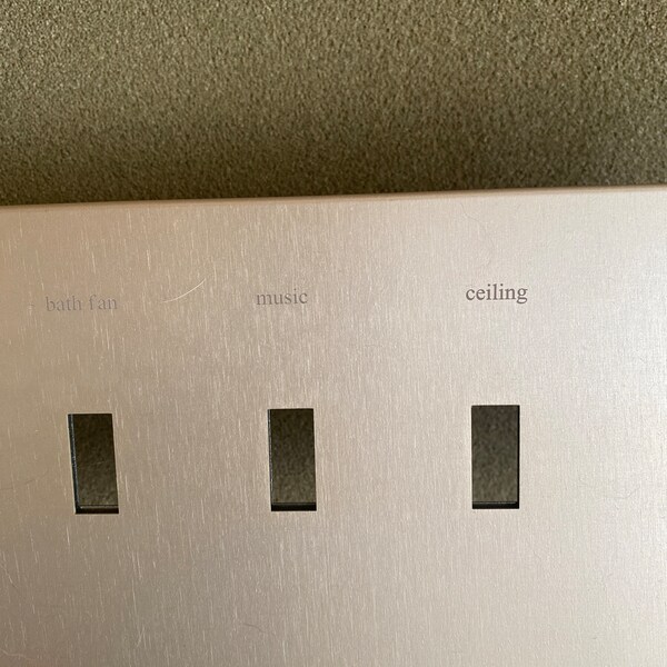 2 Gang: Custom Labeled Metal Switch Plate Cover for Toggle Switches ...