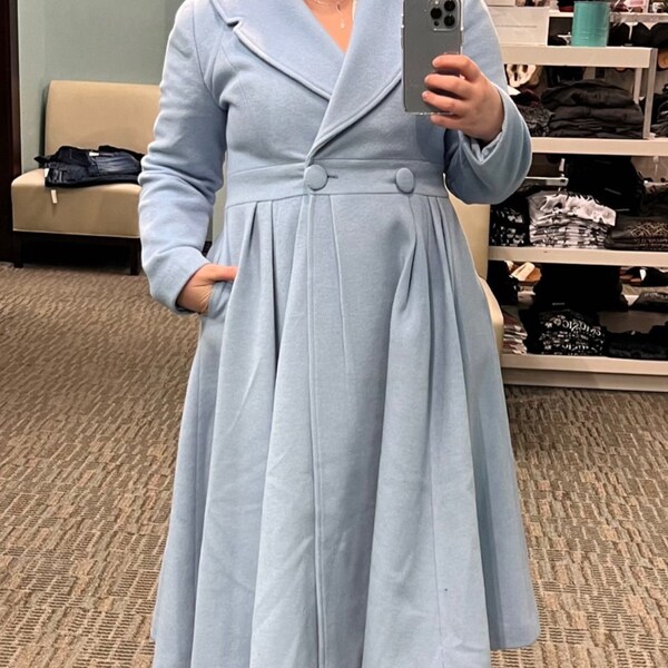 Wool Princess Coat, Dress Coat, 1950s Vintage Inspired Swing Coat, Long ...
