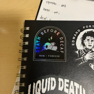 Coffee Sticker Death Before Decaf Vinyl Coffee Decal Holographic Coffee ...