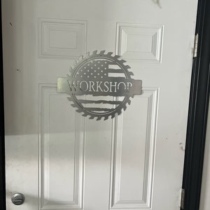 Custom American Flag Workshop Sign Metal Shop Sign Free - Etsy