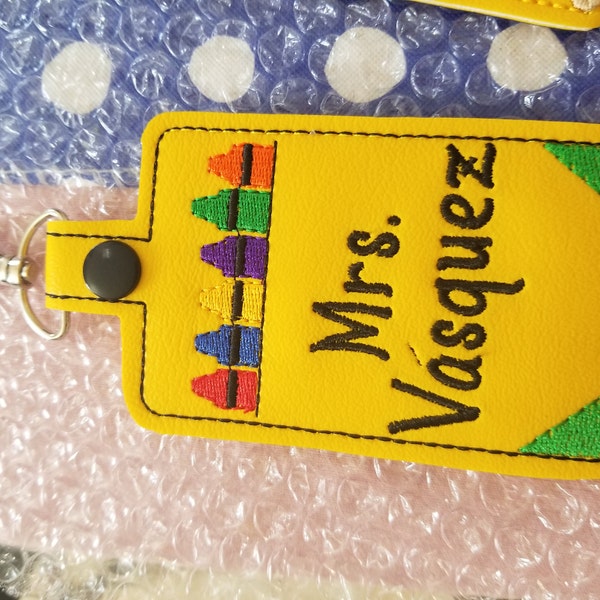 Personalized Crayon ID Badge Holder - Pencil Employee ID Holder ...