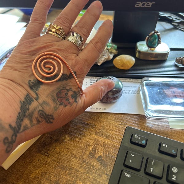 COPPER Palm Ring, Hand Jewelry, Spiral Palm Cuff. Palm Jewlery, Copper ...