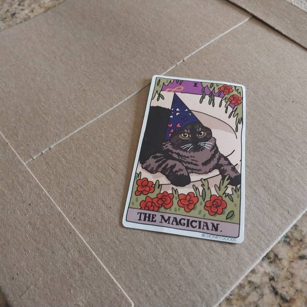 Tarot Cat the Magician Wizard Cat Meme Sticker – Cat Meme Sticker, Sad ...