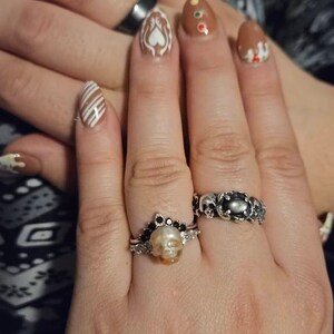 Maple Leaf and Skull Ring,goth Ring,pearl Skull S925 Sterling Silver ...