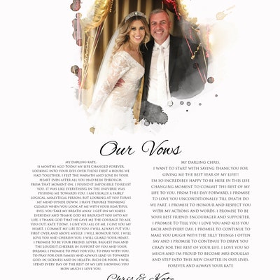Wedding Vows Keepsake, Anniversary Gift for Couple, Vows and Photo ...
