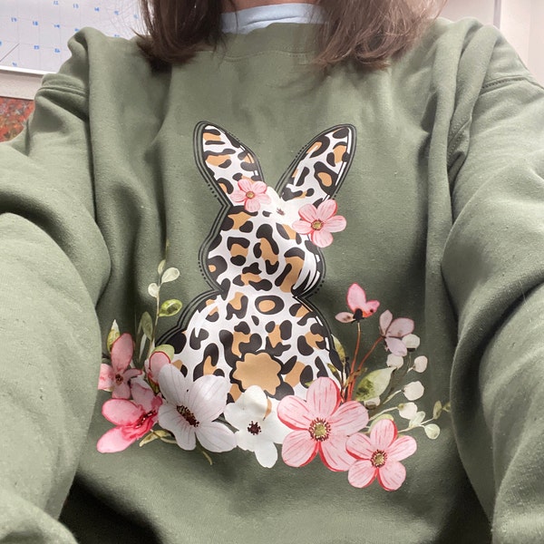 Floral Bunny Sweatshirt, Cute Easter Sweatshirt, Spring Sweater, Floral ...
