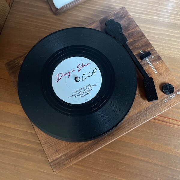 Funny Vinyl Record Coasters With Turntable Holder Make a Set With 6 ...