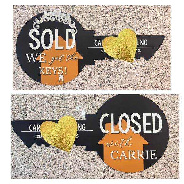 Personalized Sold Key Sign, Realtor Closing Gift, Real Estate Signs ...