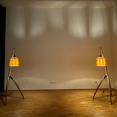 Wood Walnut Floor Lamp, Custom Design Lamp and Lighting, Mid Century ...