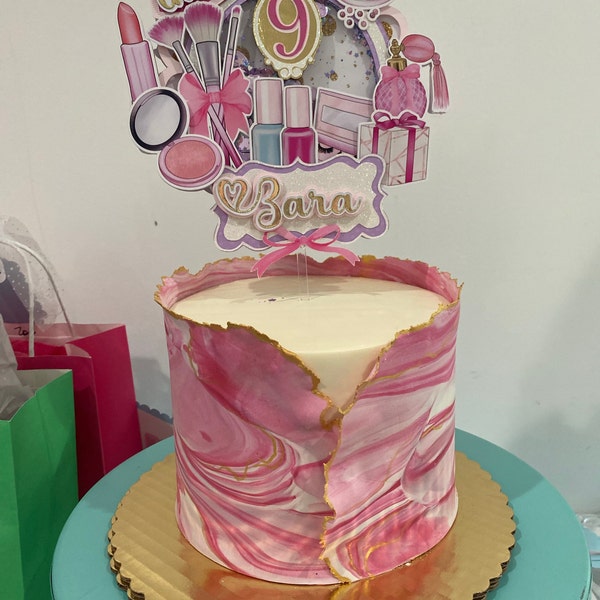Makeup Cake Topper| Glitz and Glam Cake Topper|pamper Party Cake Topper ...
