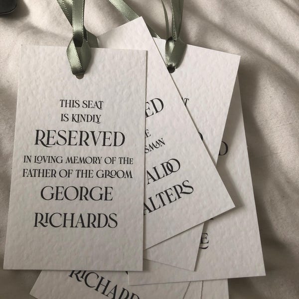 Eucalyptus Wedding Reserved Tags, Wedding Ceremony Reserved Seating Tag ...