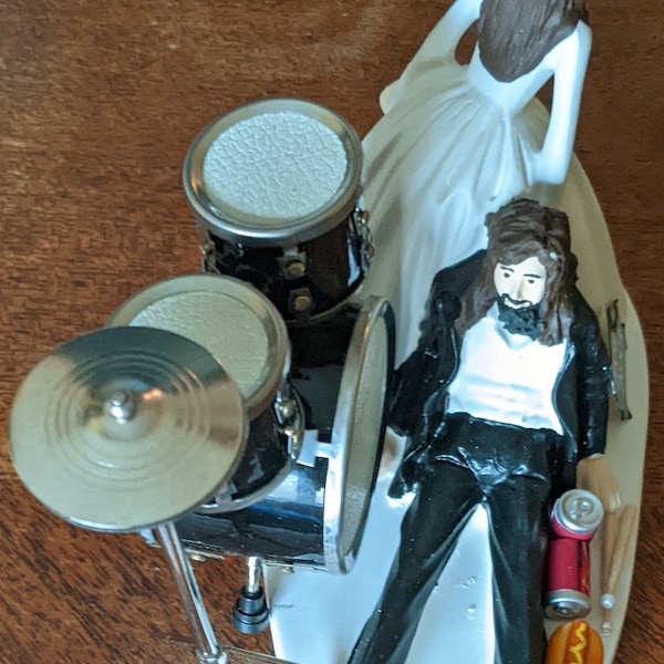 No More ROCKIN Red Drums Funny Wedding Cake Topper Rockstar Rocker ...