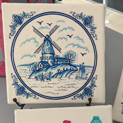 Dutch Delft Blue Lighthouse on the Island Machine Embroidery Design 4 ...