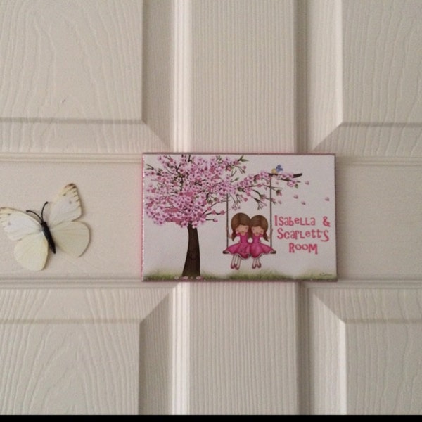 Personalized Name Door Sign for Sisters Room,kids Door Sign,cherry ...