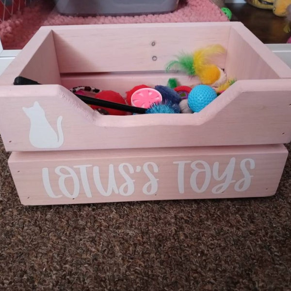 Cat Toy Box With Front Cut Out | Small Cat Toys Storage | Catnip Toy ...