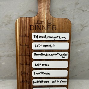 Weekly Menu Cutting Board, Dry Erase Menu Board, Meal Planner, Kitchen ...