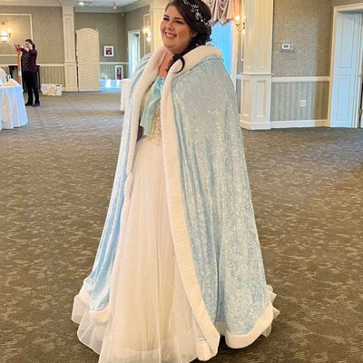 Princess Bridal Hooded Cloak With White Sherpa Trim 30 Long Medieval ...